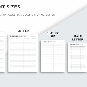 Checkbook Register Printable, Check Transaction Tracker, Checkbook ...