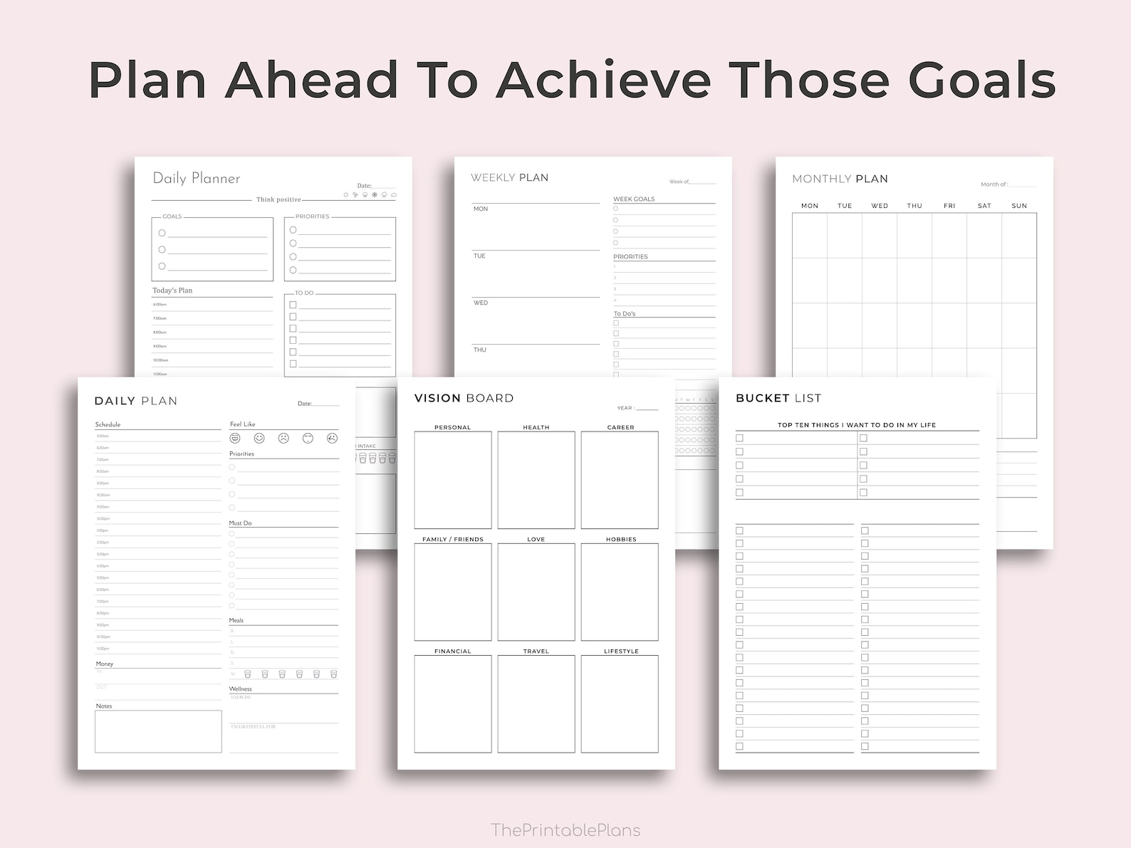 Printable Goal Planner Bundle Daily Weekly Monthly Quarterly - Etsy
