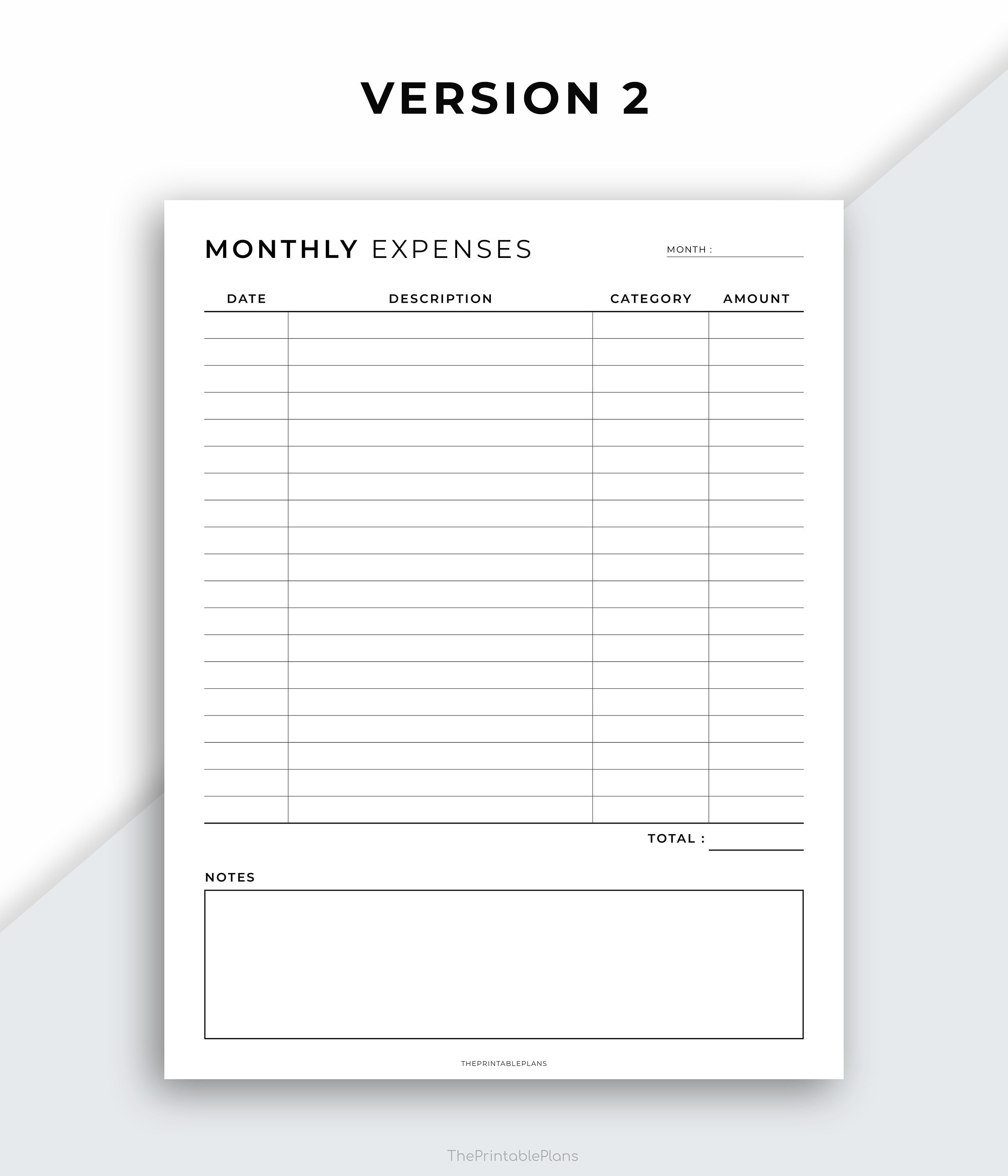 Monthly Expenses Tracker Printable, Expense Log Printable, Spending Log ...