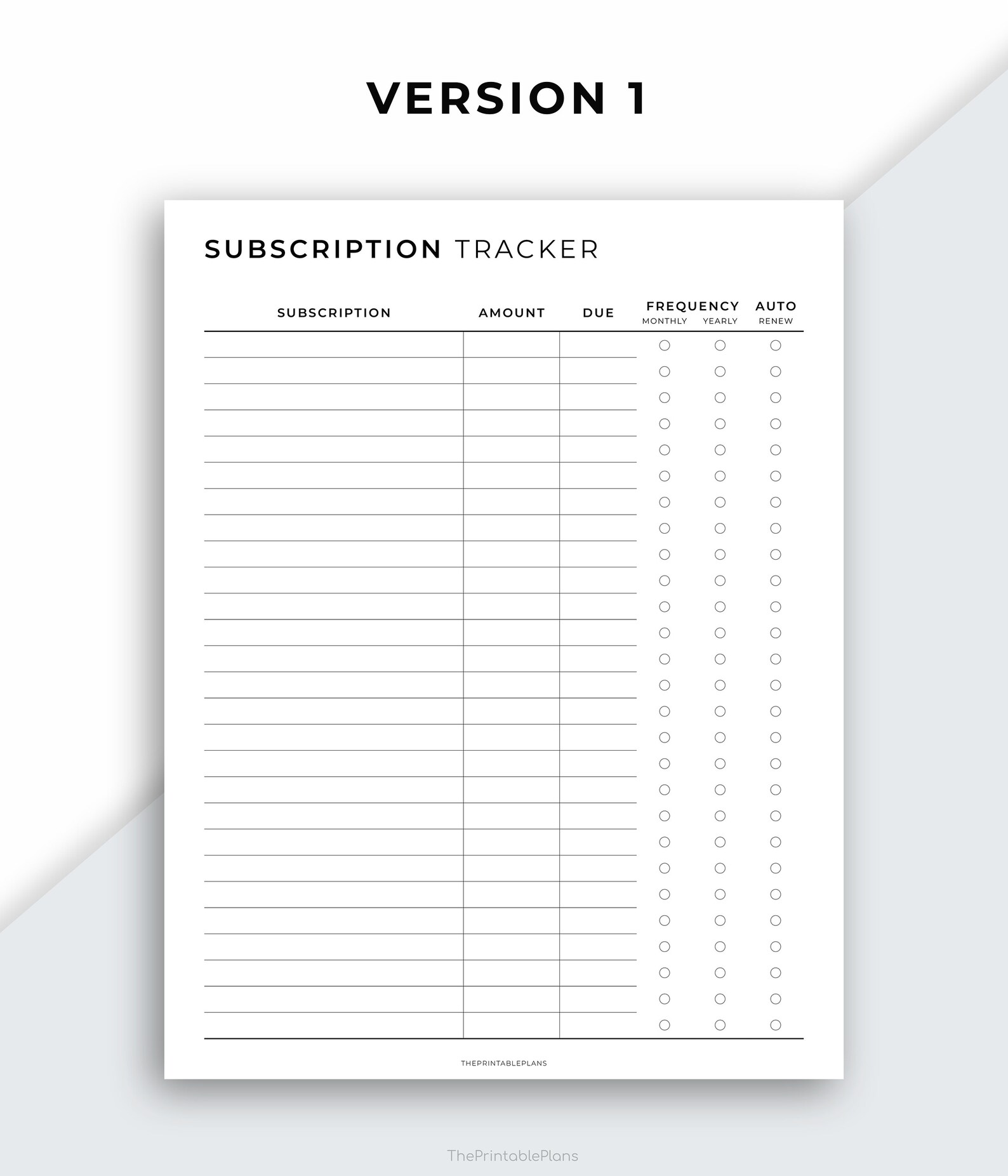 Subscription Tracker Printable, Membership Tracker, Subscription ...