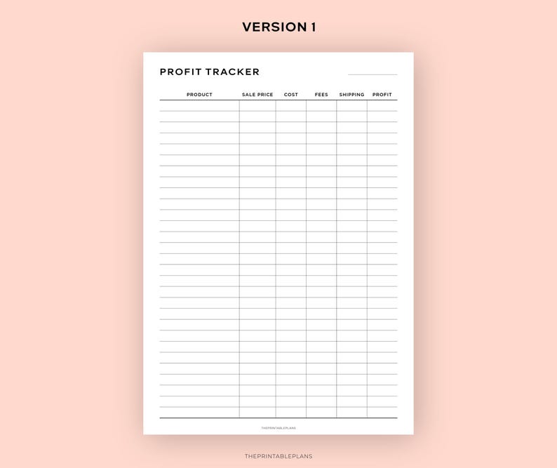 Product Profit Tracker Printable, Sales Profit Log, Profit Calculator ...