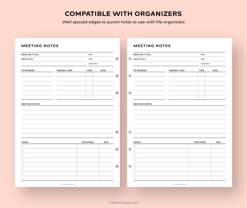 Meeting Notes Template Printable, Meeting Minutes, Meeting Agenda ...