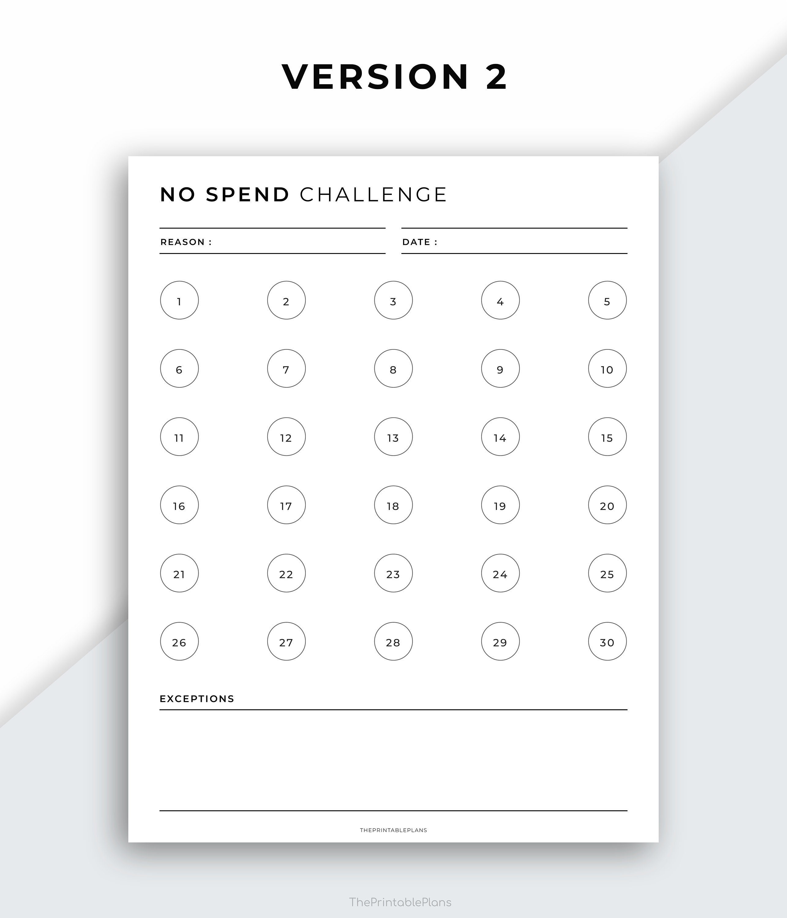 No Spend Challenge No Spend Tracker No Spend Month Budget - Etsy