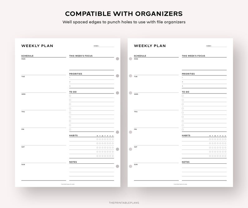 Weekly Planner Printable, Weekly Agenda, Weekly Schedule Organizer ...