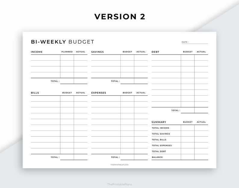 Bi-weekly Budget Planner Landscape Printable Budget Template - Etsy