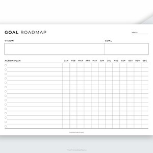 Goal Roadmap Landscape Printable, Goal Action Plan, Project Yearly ...