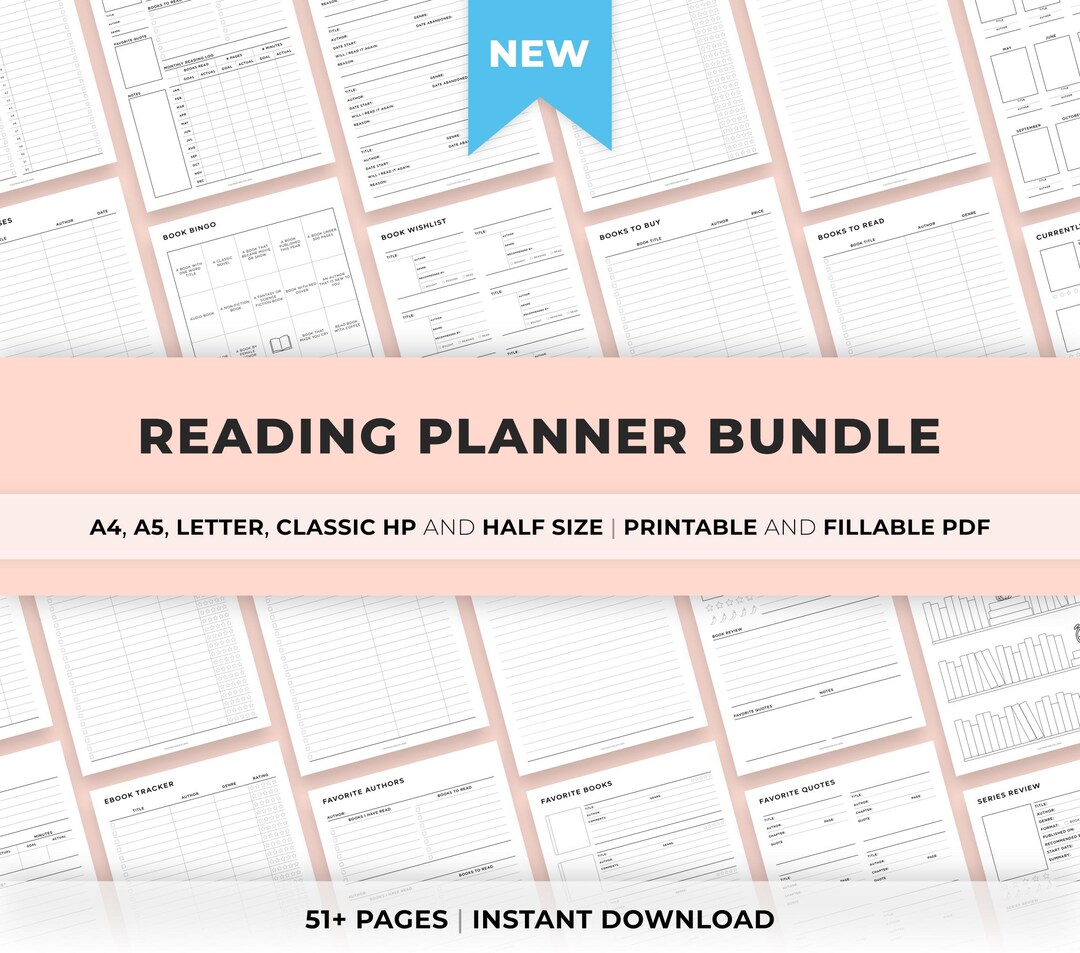 Reading Planner Bundle Printable, Reading Journal Printable, Reading ...