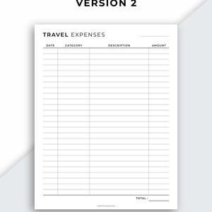 Simple Travel Expenses Tracker Printable, Vacation Spending Log, Daily ...