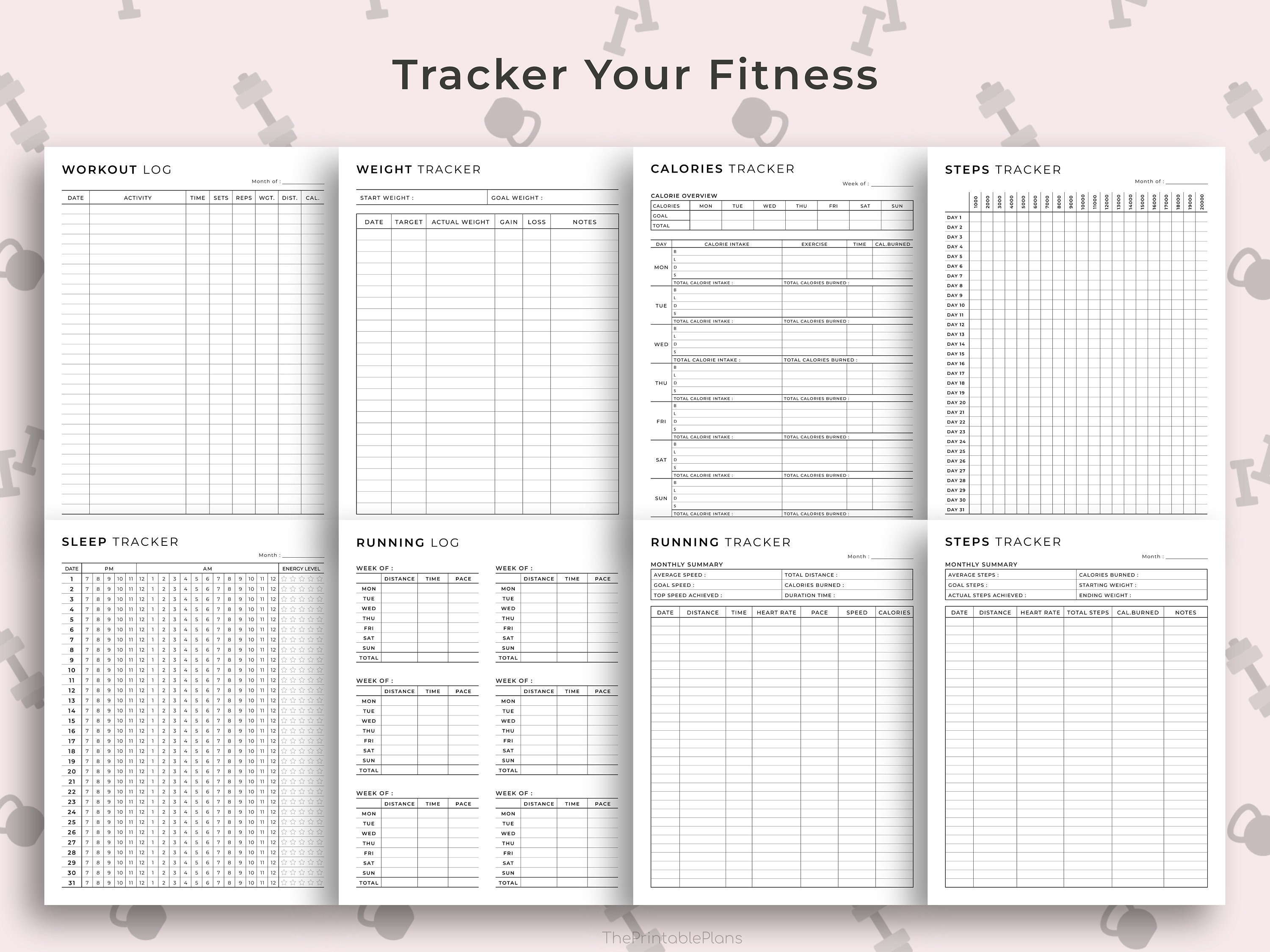 Printable Health and Fitness Planner Bundle Fitness Journal - Etsy Canada