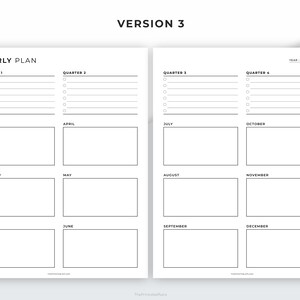 Yearly Planner Printable, Quarterly Goals, Annual Overview, Tasks ...