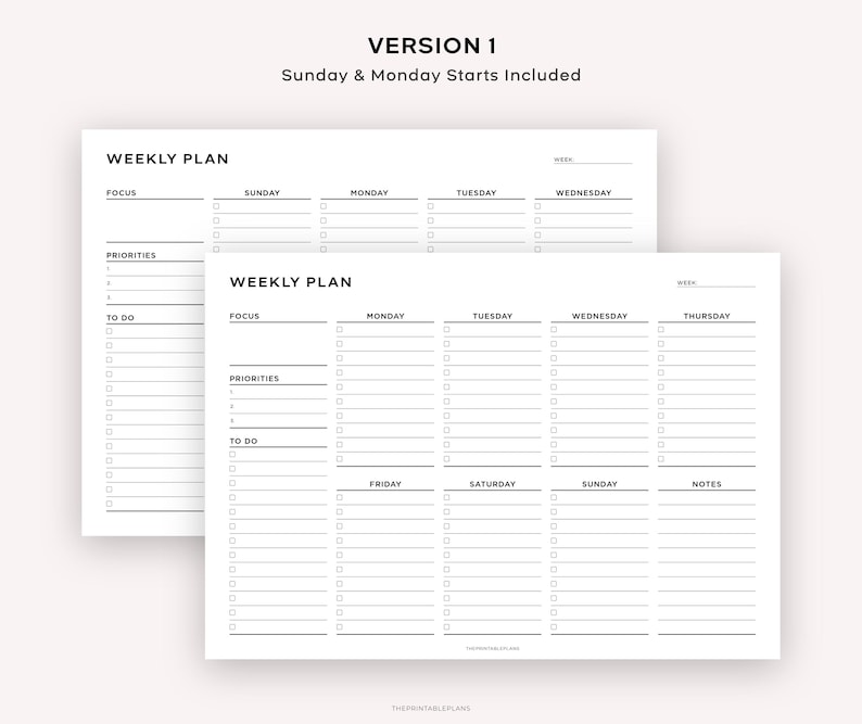 Weekly Planner Printable Landscape, Weekly Schedule, Week at a Glance ...