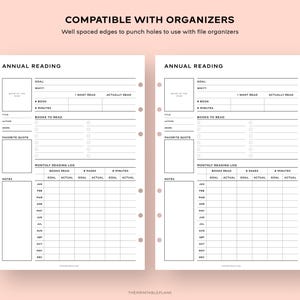 Annual Reading Tracker, Reading Goal Planner, Book List, Reading ...