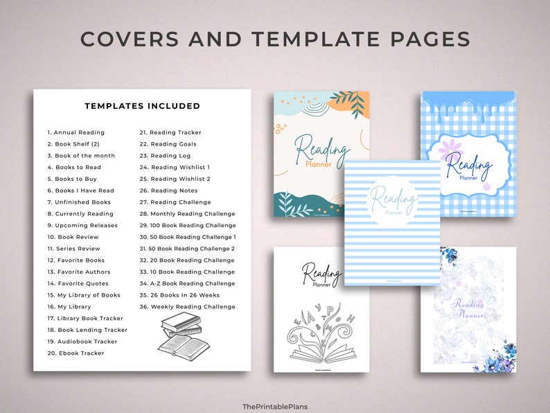 Reading Planner Bundle Printable Reading Journal Reading - Etsy