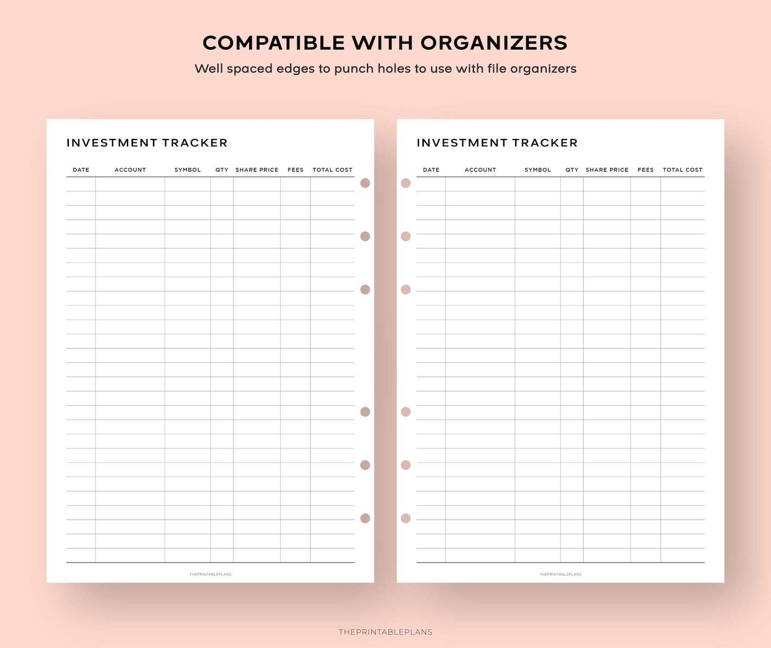 Investments Tracker Printable, Investment Planner, Investments ...