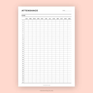 Attendance Tracker Printable, Attendance Sheet Template, Employees ...