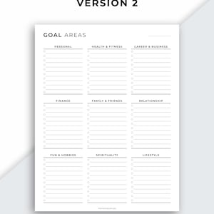 9 Areas of Life Planner Printable, Goal Planner, Goal Setting ...