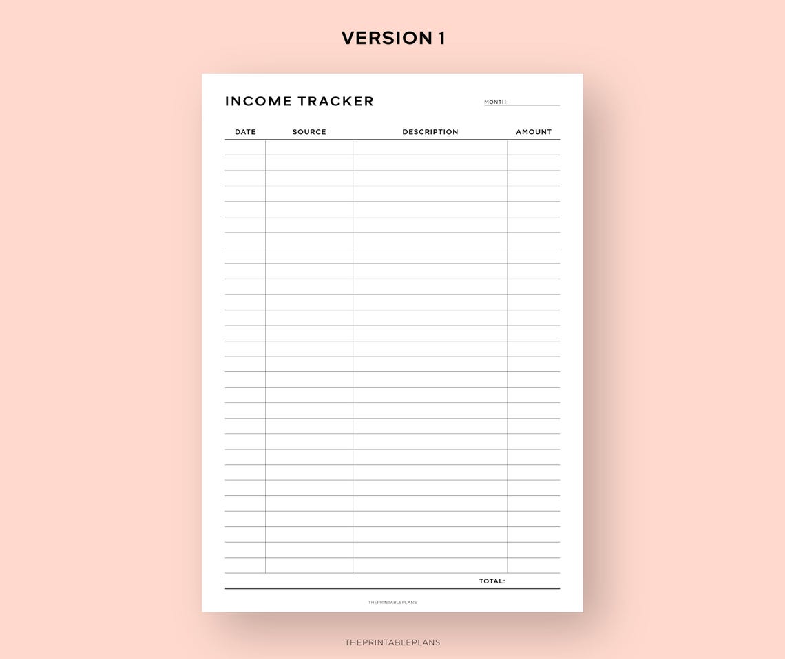 Income Tracker Printable, Income Log, Income Template, Personal ...