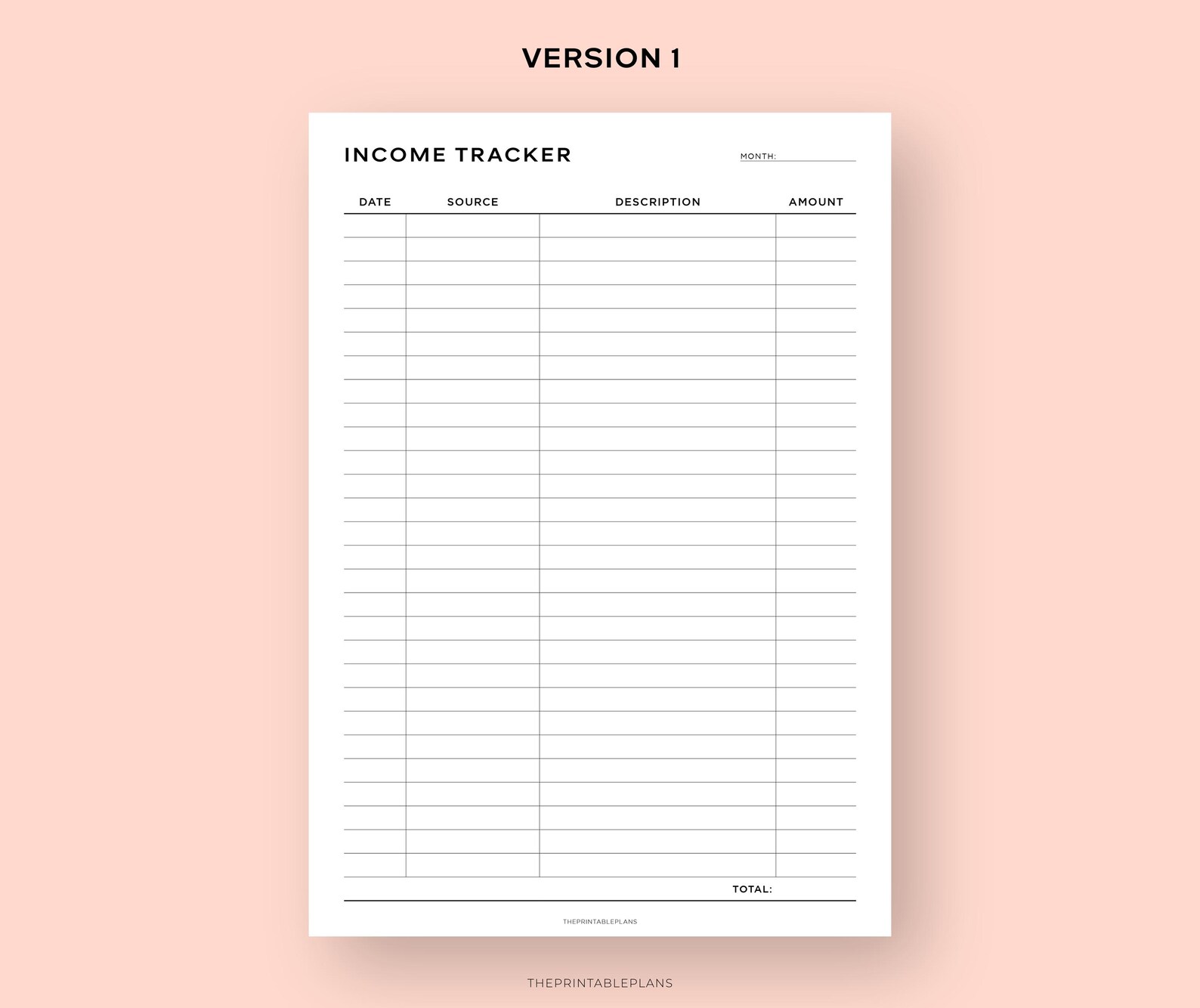 Income Tracker Printable, Income Log, Income Template, Personal ...