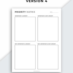 Priority Matrix Printable, Decision Matrix, Eisenhower Matrix, My ...