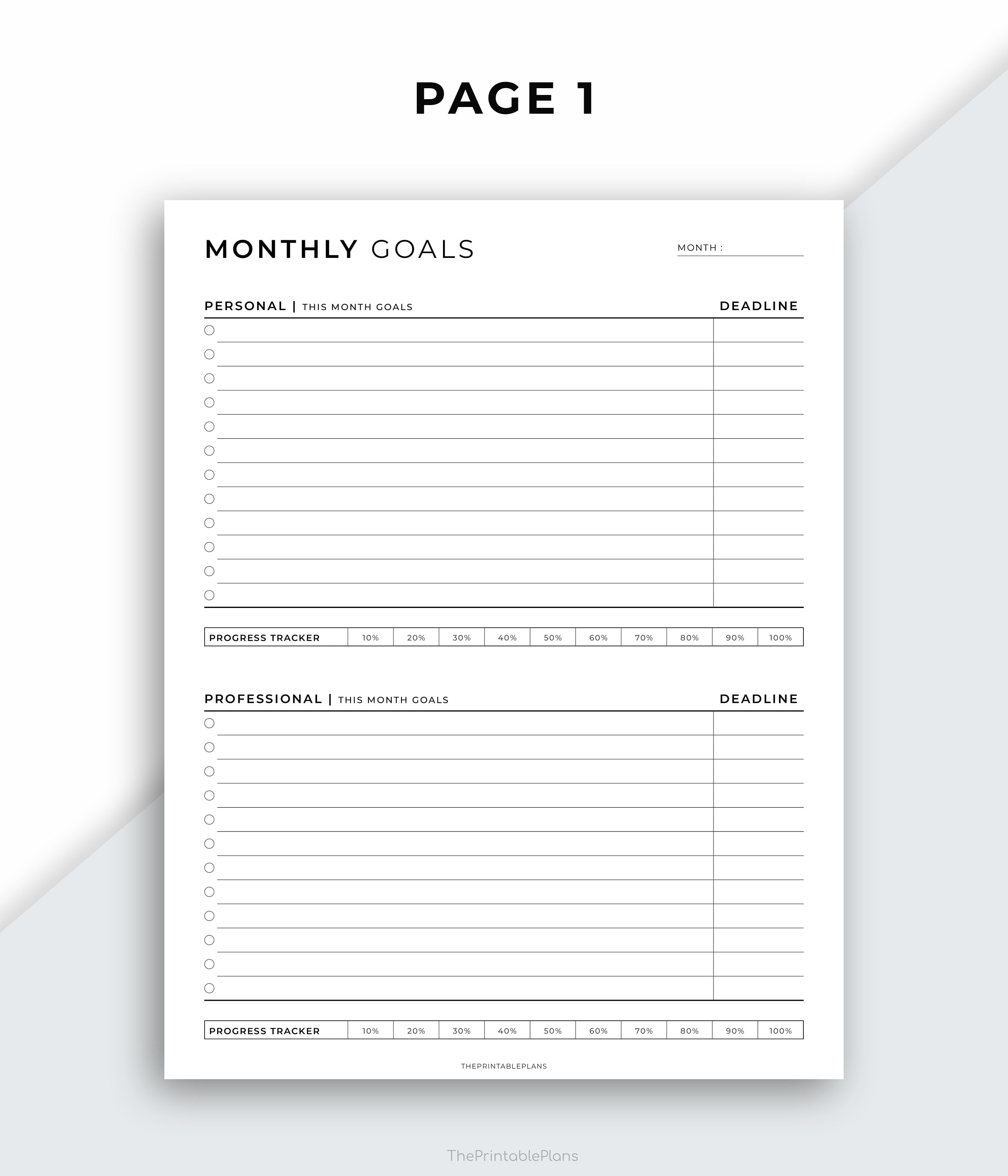 Goal Planner, Printable Monthly Goals, Goal Setting, Personal Goals ...