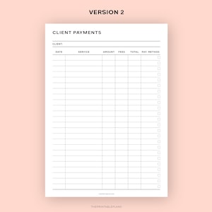 Client Payment Tracker Printable, Client Payment Log, Client Service ...