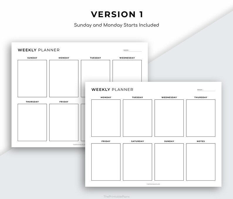 Weekly Planner Printable Landscape, Minimalist Weekly Schedule, Week at ...