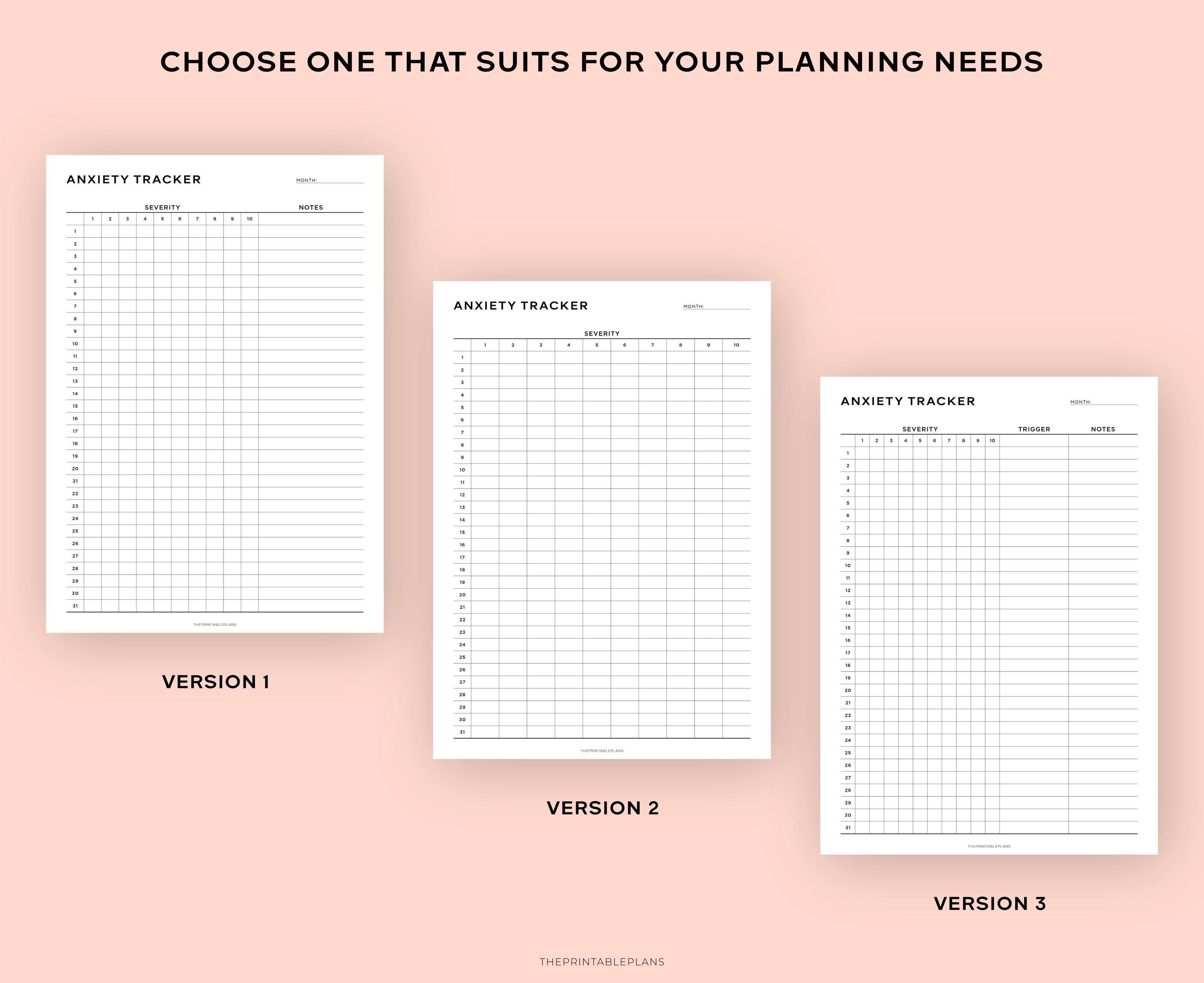 Anxiety Tracker Printable, Anxiety Log, Anxiety Journal, Mental Health ...
