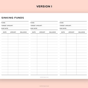 Sinking Funds Tracker Landscape, Savings Tracker Printable, Savings ...
