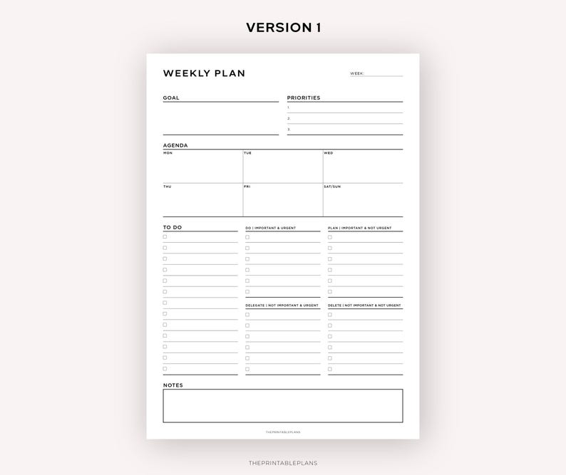 Task Priority Matrix Planner, Weekly Planner Printable, Goal Setting ...
