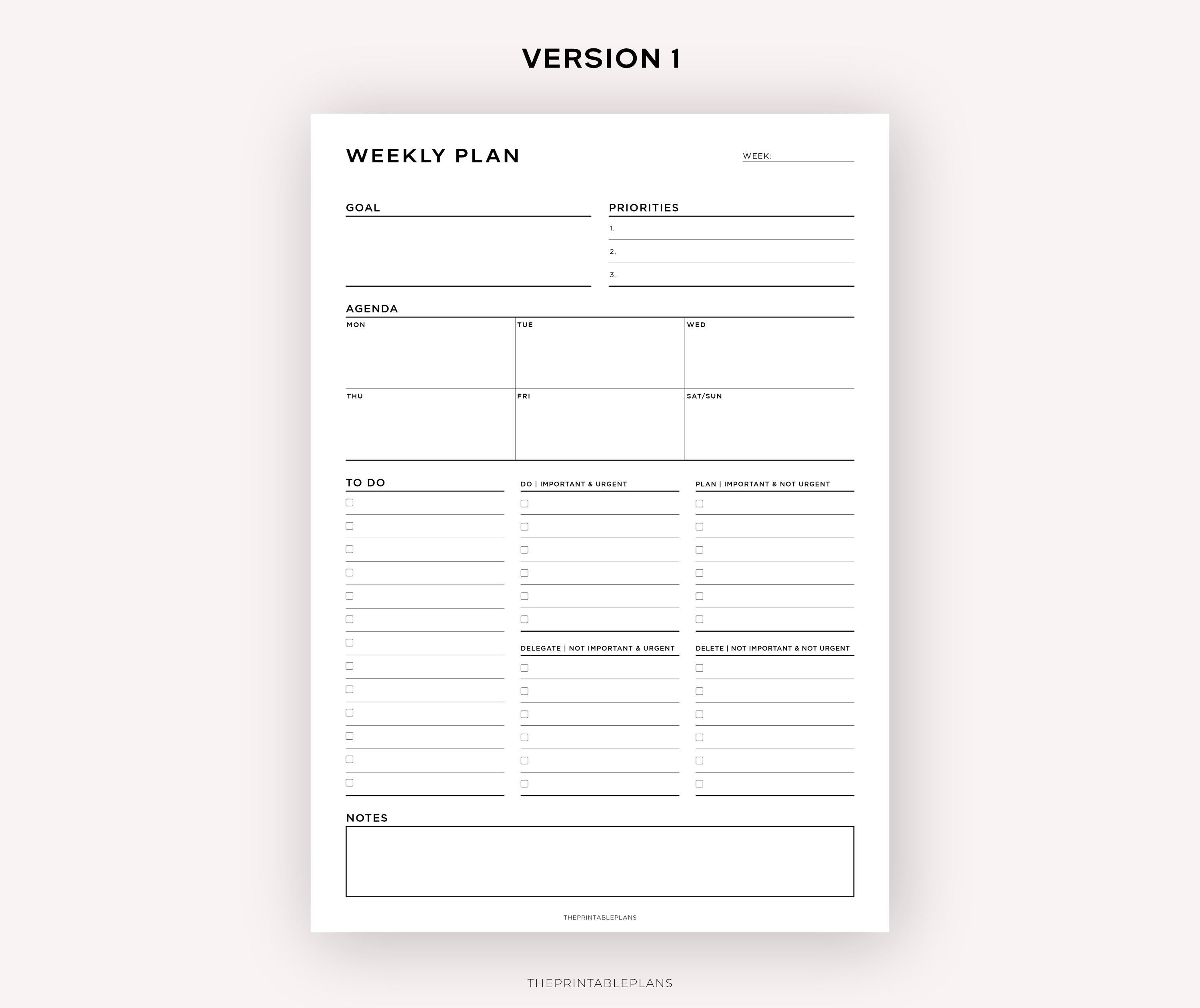 Task Priority Matrix Planner, Weekly Planner Printable, Goal Setting ...