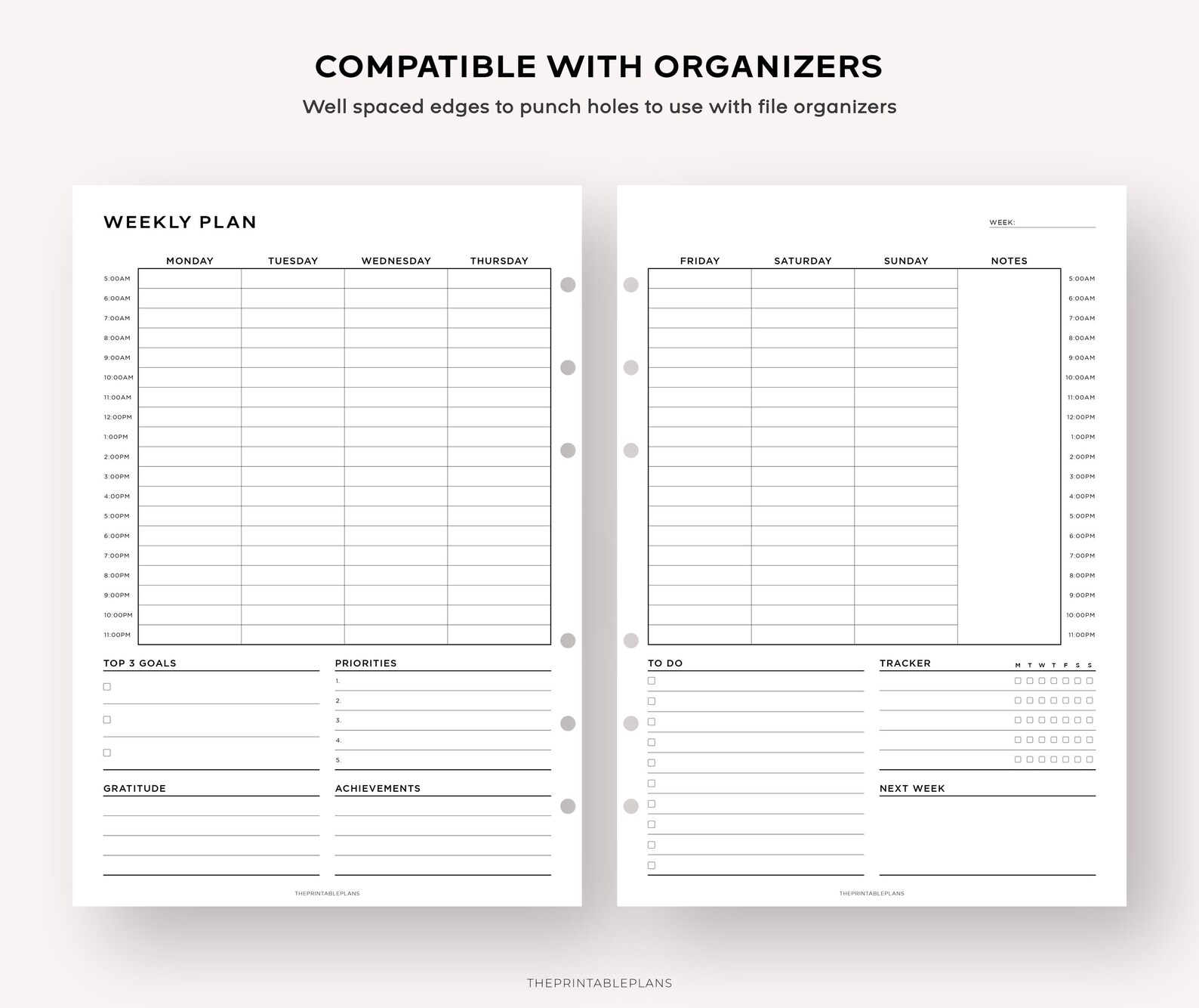 Weekly Schedule Two Pages, Weekly Planner Printable, Productivity ...