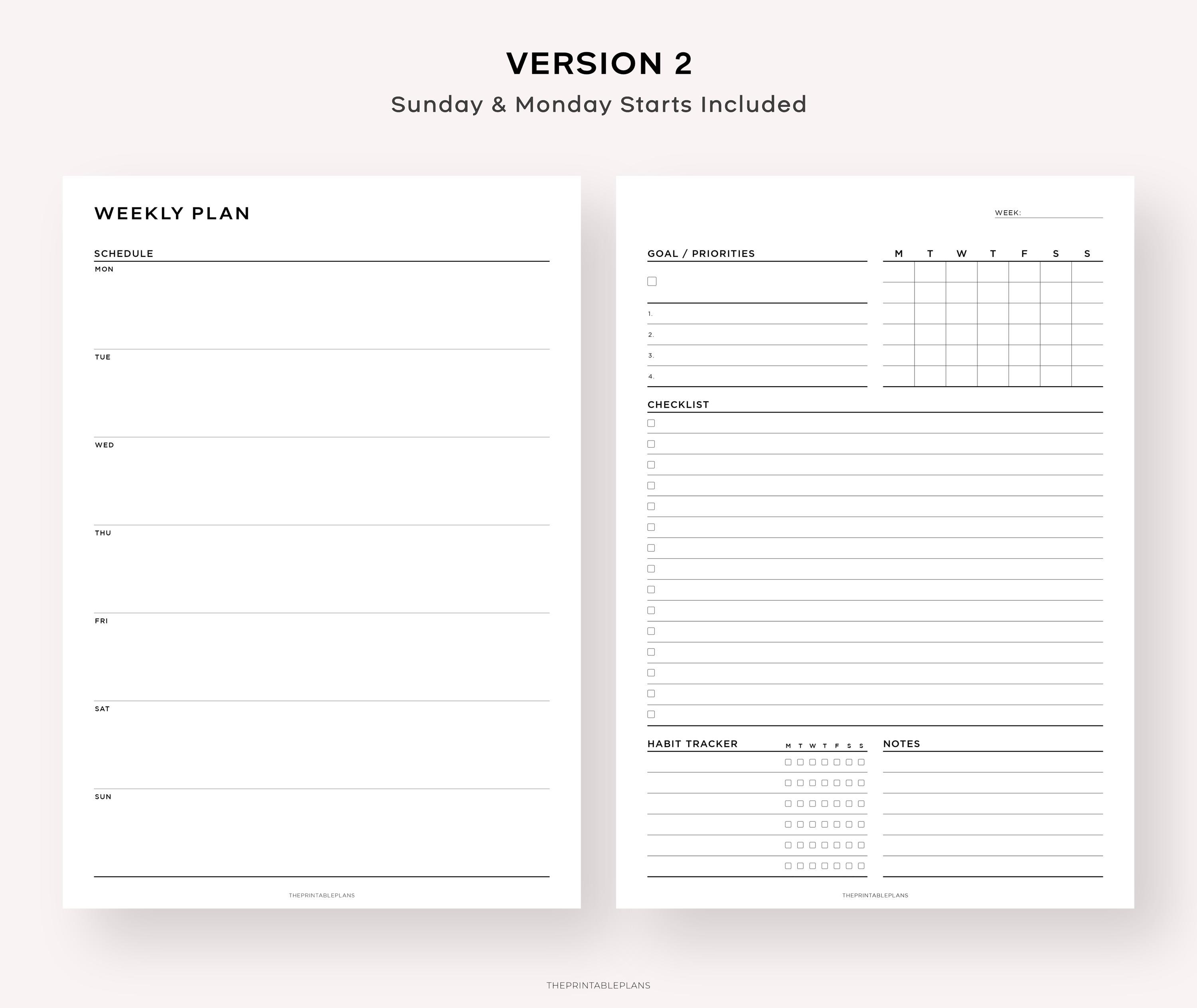 Weekly at a Glance, Weekly Planner Printable, Weekly Overview, Weekly ...