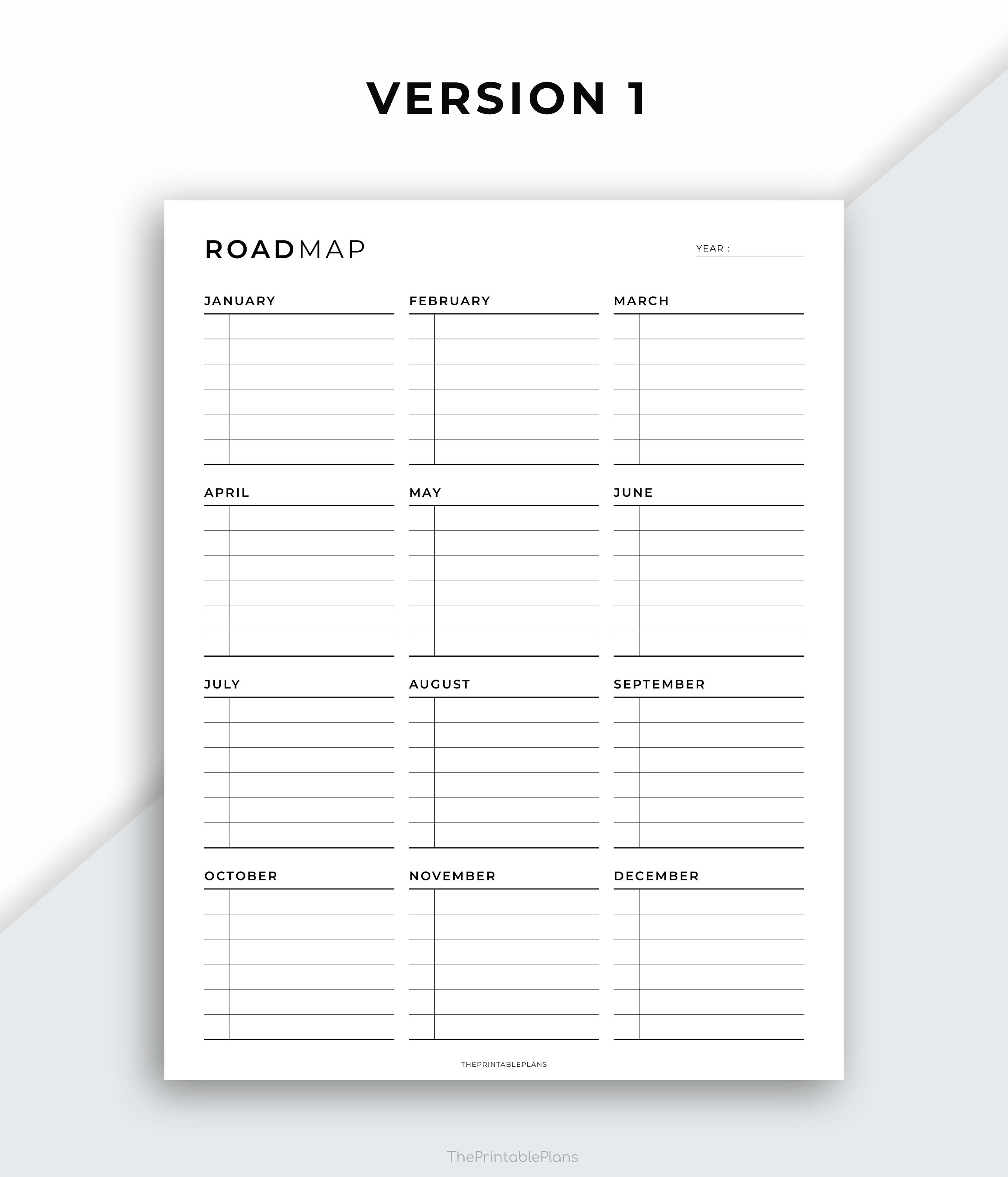 Yearly Roadmap Printable, Goal Roadmap, Project Mapping, Yearly Planner ...