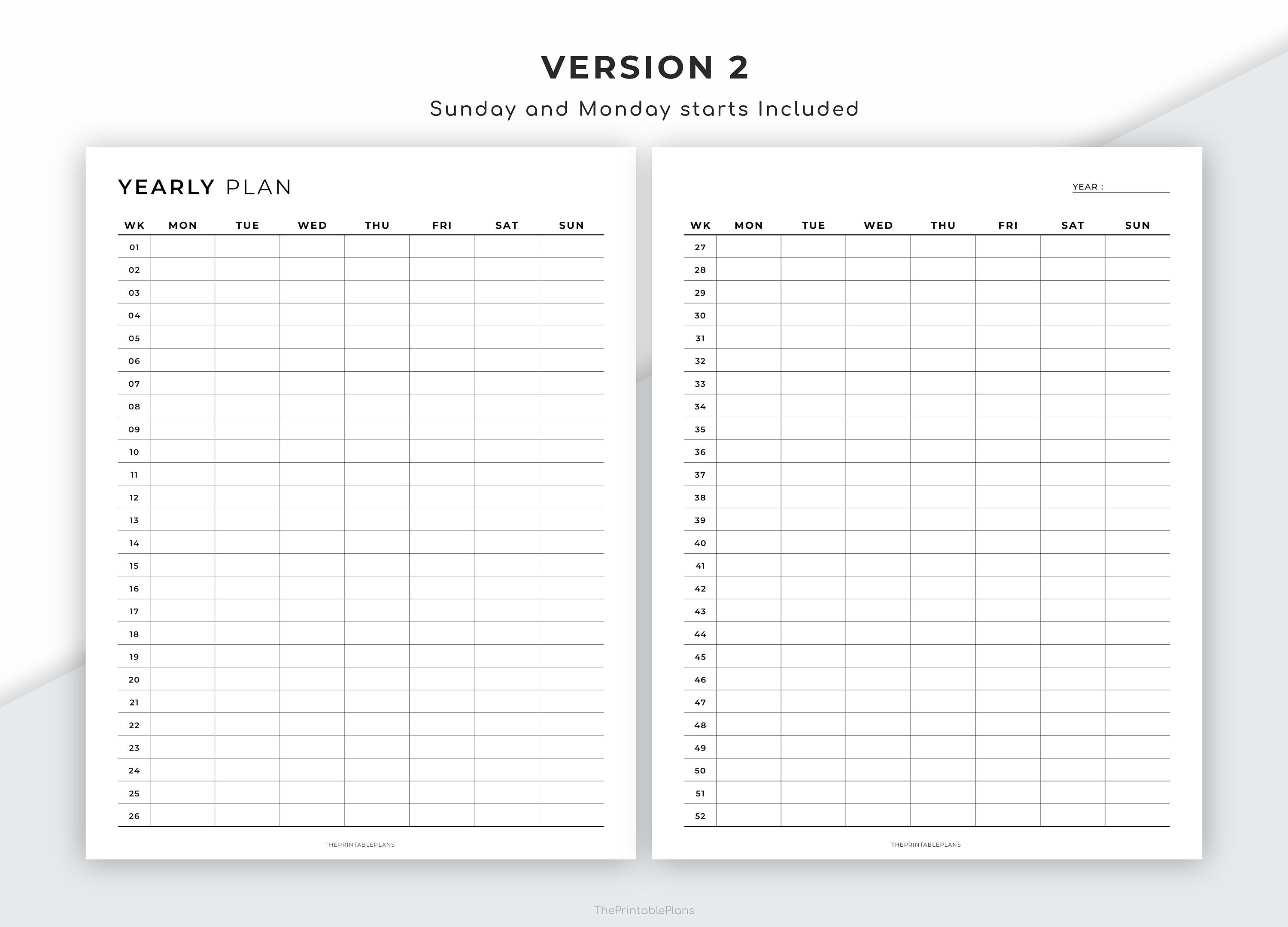 Yearly Planner Printable, Annual Planner, Productivity Planner, Yearly ...