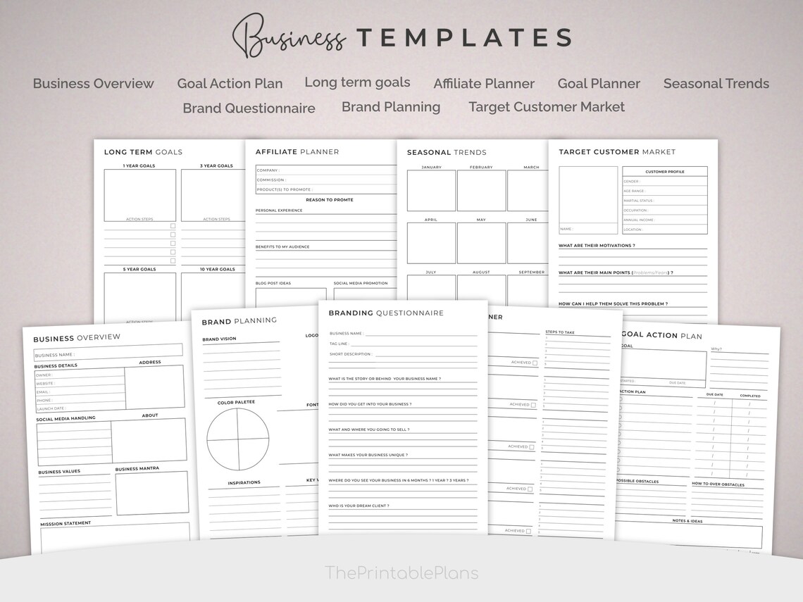 Printable Business Planner Bundle Small Business Product and - Etsy