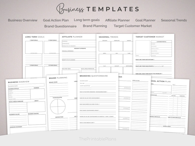 Printable Business Planner Bundle Small Business Product and - Etsy