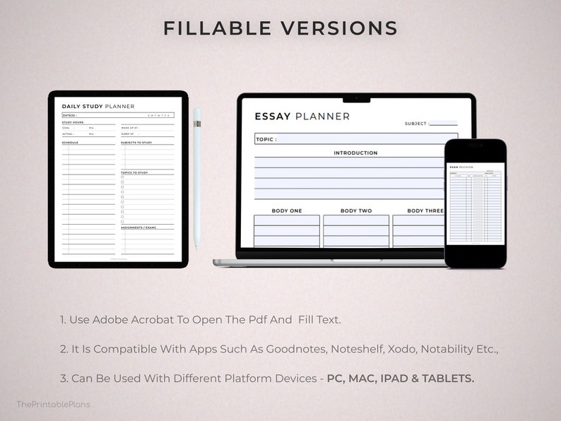 Printable Planner Printable Student Planner Bundle Study - Etsy Australia