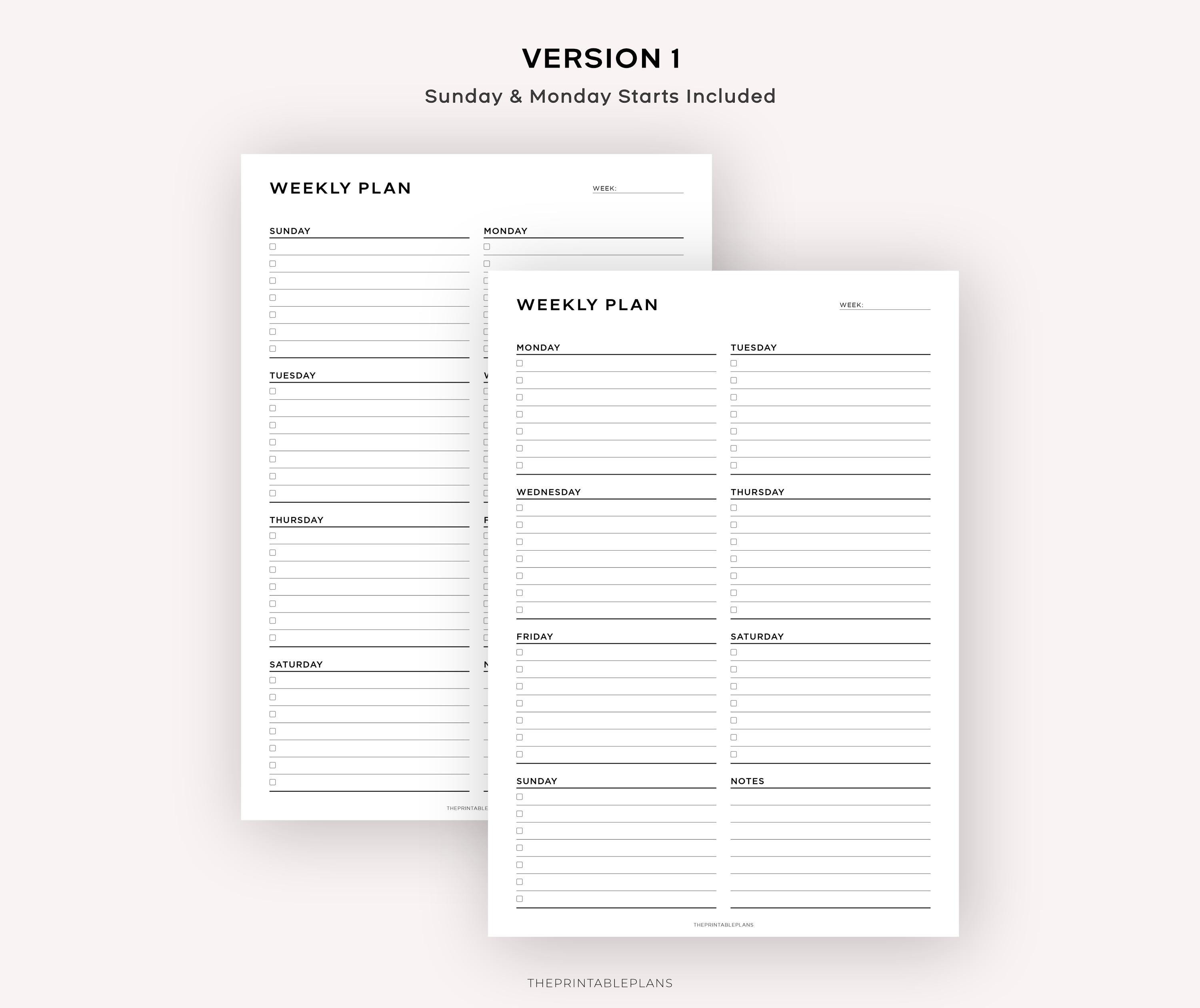 Weekly Organizer Printable, Weekly Schedule, Weekly Planner Printable ...
