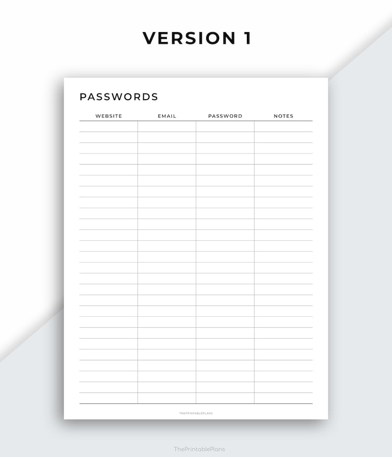 Password Tracker Printable, Password Log, Password Tracker, Password ...