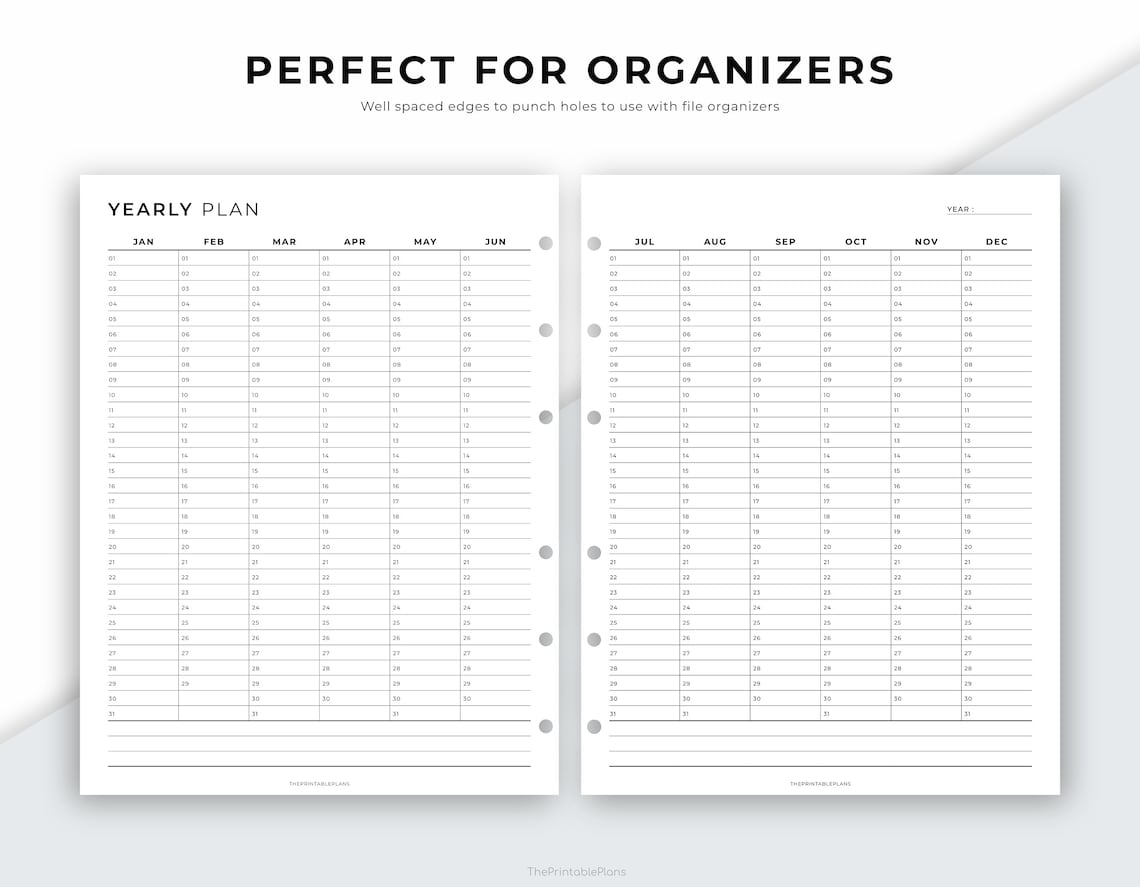 Yearly Planner Printable Annual Planner Yearly Overview - Etsy