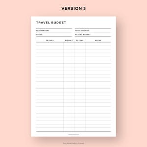 Travel Budget Planner Printable, Vacation Budget Planner, Expense Log ...