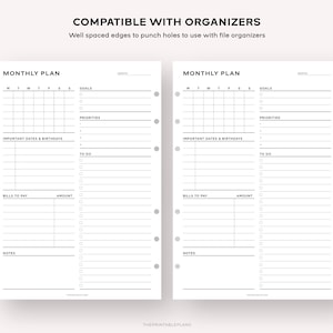Month at a Glance Printable, Monthly Planner, Monthly Goal Planner, to ...