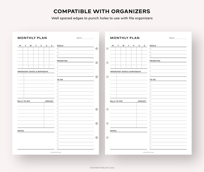 Month at a Glance Printable, Monthly Planner, Monthly Goal Planner, to ...
