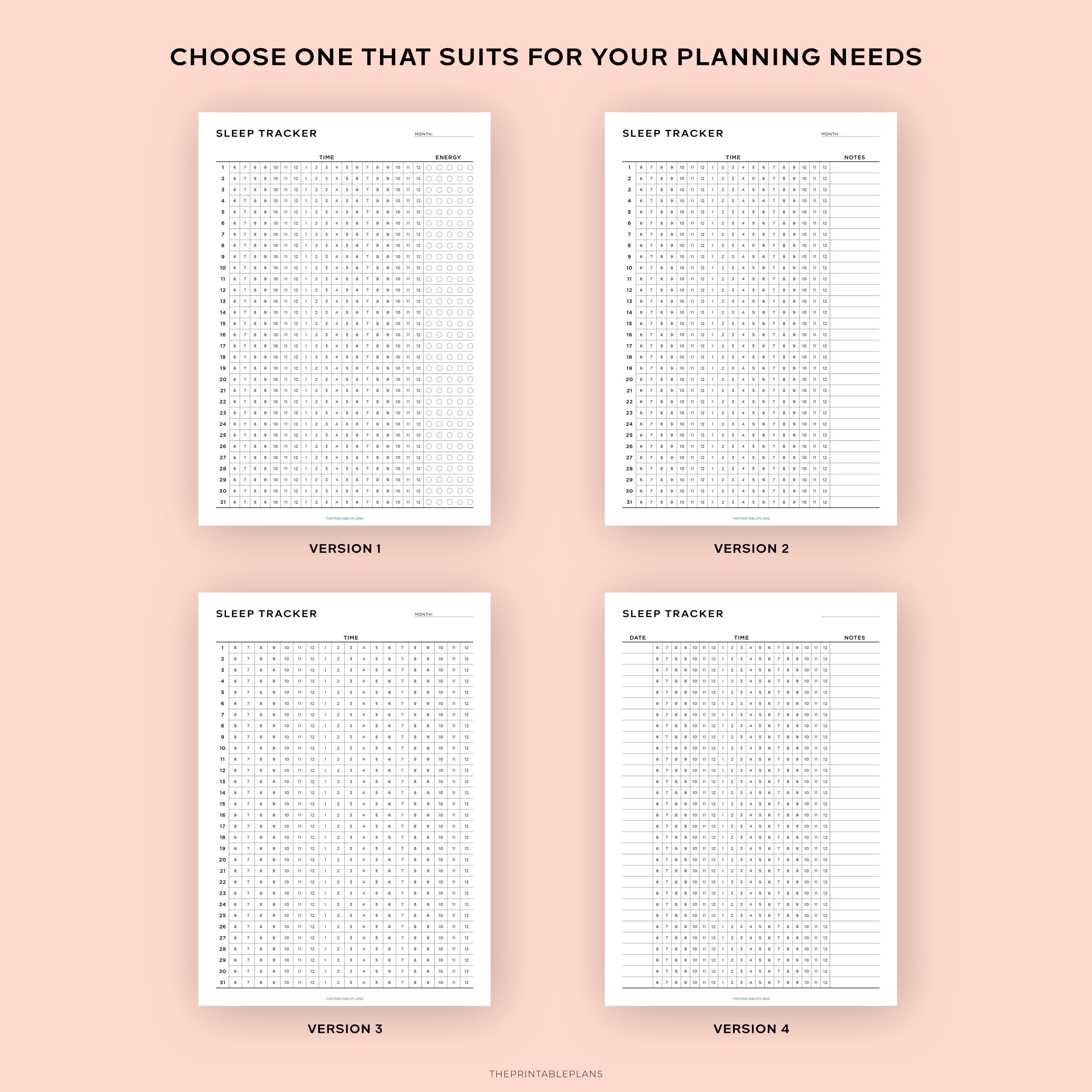 Sleep Tracker Printable, Sleep Quality Journal, Monthly Sleep Log ...