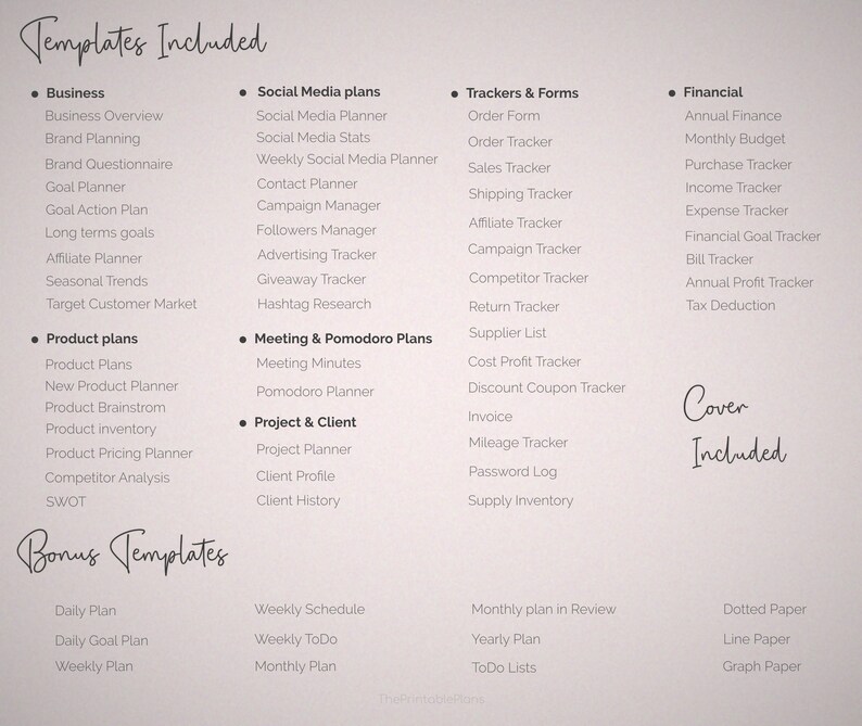 Printable Business Planner Bundle Small Business Product and - Etsy