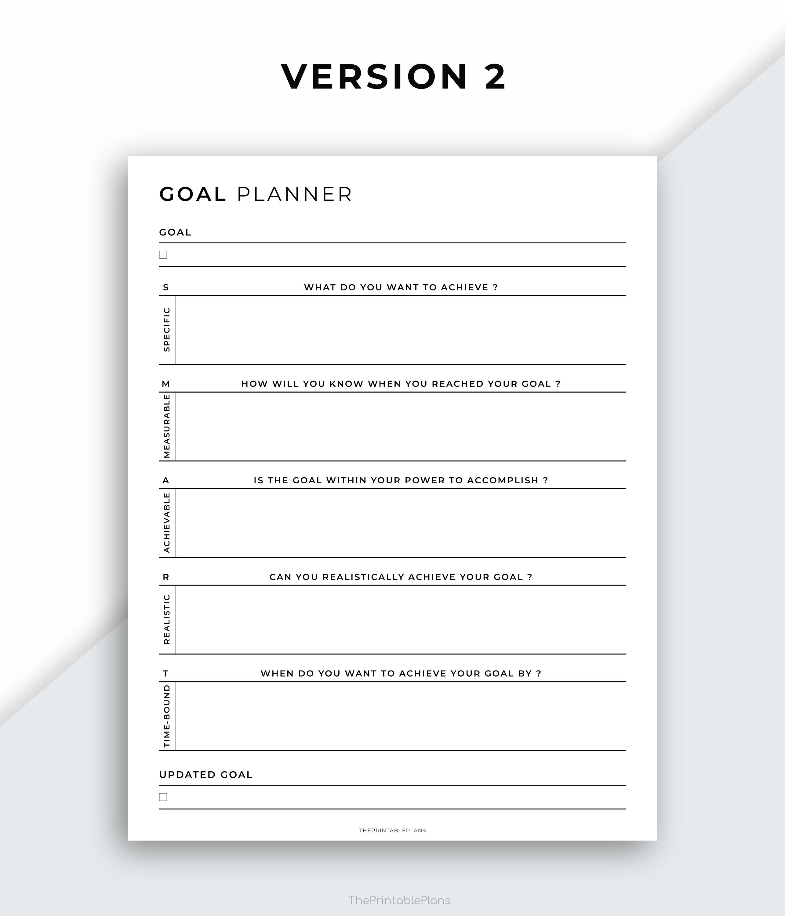 SMART Goal Planner Printable, Goal Setting, Goal Action Plan, SMART ...