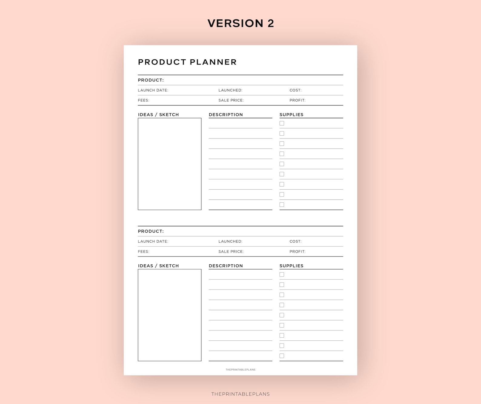 Product Planner Printable, New Product Planner, Product Development ...