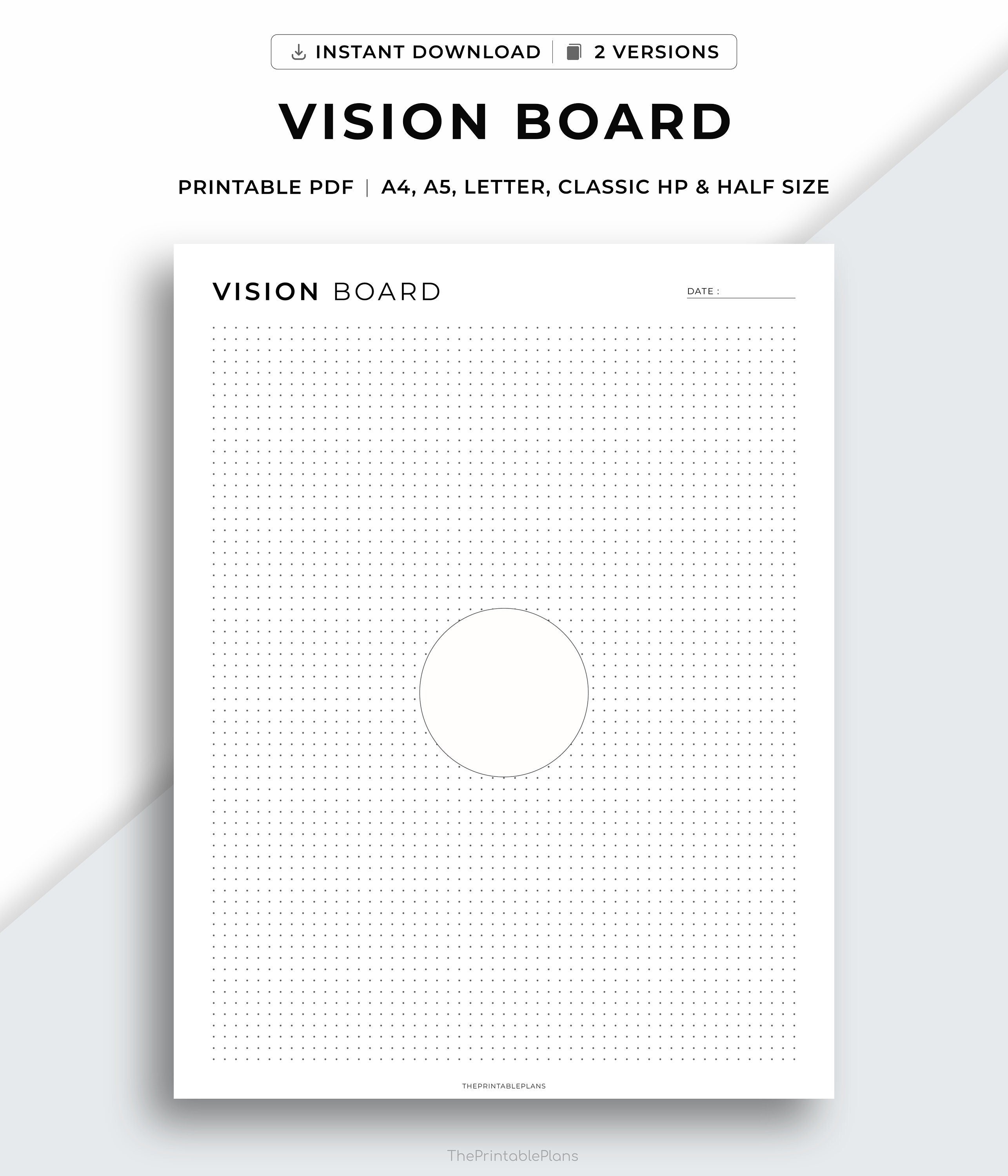 Vision Board Printable, Vision Board Template, Vision Board Worksheet ...