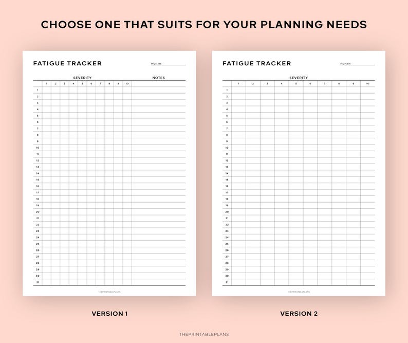 Monthly Fatigue Tracker Printable, Track Daily Fatigue Severity, Health ...