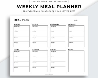 Weekly Planner Printable Weekly Agenda Weekly Organizer - Etsy